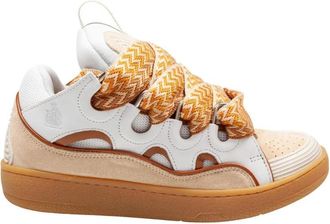 Lanvin Low-Top Sneaker - White/Honey Curb Leather And Fabric Sneakers - Gr. 36 (EU) - in Wei&szlig; - f&uuml;r Damen