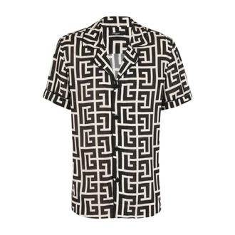 Balmain Shirt mit Monogramm-Print - - Shirts - Herren - Schwarzk - L