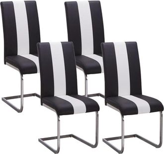 Vente-Unique Lot de 4 Chaises en simili TRINITY de Pascal MORABITO - Simili - Noir & blanc