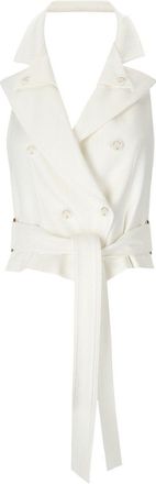 Elisabetta Franchi GILET AVEC CEINTURE IVOIRE ELISABETTA FRANCHI