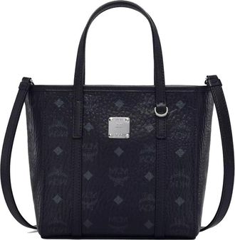 MCM Womens Mini Tote Black Polyurethane Handbags Hand Bags
