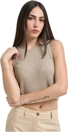 Patrizia Pepe Femme, Tops, Beige, Taille: 38 FR Top Tricot Sans Manches
