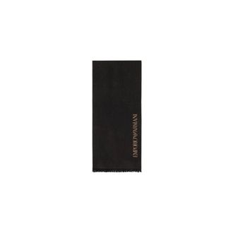 Emporio Armani Homme, Accessoires, Brun, Taille: ONE Size Wool Scarf with Jacquard Logo Lettering