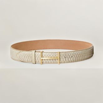 Reptiles House Horus-Schließe und Pythonleder-Gürtel 40 mm - Beige