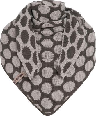 Knit Factory Dreiecksschal Liva - Damen Strickschal mit Wolle - Gestrickten Schal mit Punkt-Muster - Hochwertige Qualit&auml;t - XXL Schal - 180x75 cm - Taupe/Iced Clay