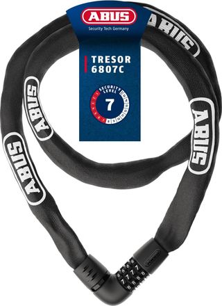 ABUS Kettenschloss Tresor 6807C - Zahlenschloss mit 360&deg;-Bolzen, 7 mm Starke Stahlkette, 4-stelliger Zahlencode - Fahrradschloss mit Sicherheitslevel 7 - L