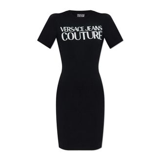 Versace Jeans Couture Dress With Printed Logo - - Dresses - Damen - Schwarzk - XS