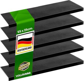 Floordirekt Stufenmatte aus Gummi - 5er Set - Selbstklebend - wetterfeste & Rutschhemmende Treppenstufen Matten - Gummistufenmatte für Außen - Antirutschmatten -1