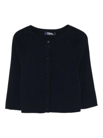 Max Mara cardigan boutonn&eacute; en maille nervur&eacute;e - Bleu