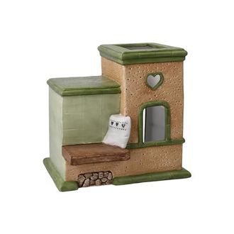 GOEBEL Kerzenhalter Weihnachtsb&auml;ckerei W&auml;rmender Kamin f&uuml;r Teelicht aus Biskuit-Porzellan, 15,5x12x15,5 cm, 11-750-92-1