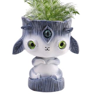 Generic Kreativer Sukkulenten-Blumentopf, niedlicher Übertopf aus Kunstharz, Übertopf für außerirdische Pflanzen, Sukkulenten, kreativer Kopf mit großen Augen