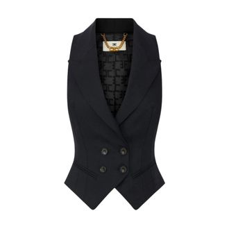 Elisabetta Franchi Wollweste mit Doppelreiher - - Jackets - Damen - Schwarzk - S