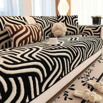 Generic Bequeme Plush Sofabezug mit Rutschfester Unterlage, für L Form/U Form/Ecksofa 3/2/1 Sitzer, Sofaschutz Hund Kratzschutz Katze(Black,110x210cm)