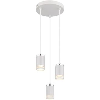 Globo Lighting H&auml;ngelampe Esstischleuchte Wohnzimmerlampe Pendellampe 3 flammig wei&szlig; h 115 cm