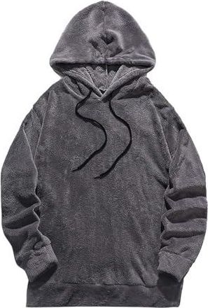 Generic Sweat à capuche en polaire pour homme - Manteau moelleux 2025 - Automne et hiver - Sweat à manches longues en peluche - Haut dextérieur pour la vie qu