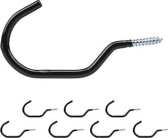 Relaxdays Fahrradhaken, im 8er Set, Fahrrad Aufhängung Wand & Decke, gummiert, Fahrradhalterung zum Schrauben, schwarz