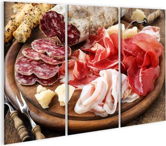 Islandburner Bild auf Leinwand Wurstplatte Italienischer Prosciutto Schinken Bresaola Pancetta Salami Parmesan Bilder Wandbilder Poster