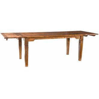 Massivmoebel24 Esstisch mit Ansteckplatten Akazie 140-180/220x90x76 honig lackiert oxford 0119