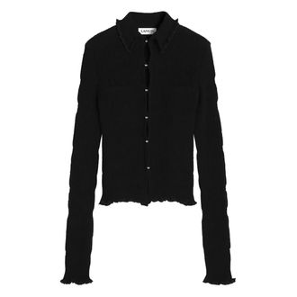 Lanvin Femme, Pulls, Noir, Taille: 38 FR Cardigan Côtelé en Noir