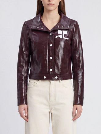 Courr&egrave;ges Veste courte slim fit en coton enduit avec logo