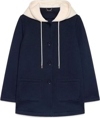 Fiorella Rubino Femme, Vestes, Bleu, Taille: 52 FR Veste Scuba &agrave; Capuche