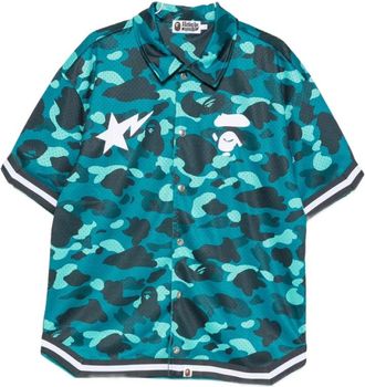 A Bathing Ape A Bathing Ape, Homme, Chemises, Vert, Taille: M Notched Collar Short Sleeve Shirt
