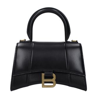 Balenciaga Femmes Sac &agrave; Main Hourglass en Cuir Noir