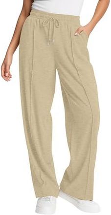 Generic Pantalon de Surv&ecirc;tement &agrave; Jambe Large Femme Taille Haute Baggy Cordon Serrage Droite Jogging Sport Pantalons Droit D&eacute;contract&eacute; Training Yoga avec Poch