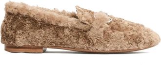 Casadei Moccasin Style Shoes In Plush Beige Eco Fur With M - Gr. 36,5 (EU) - in Braun