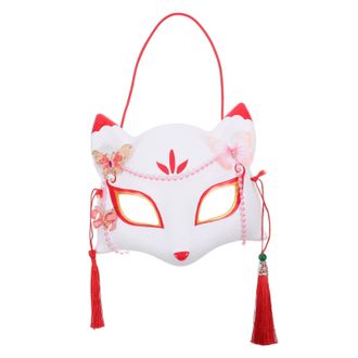 Cabilock Japanische Fox Maske Halbgesicht aus Abs Leichte Cosplay Masquerade Maske für Party Festival Komfortabel Tragbar Vielseitig Einsetzbar für Halloween u