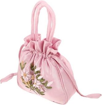 BESTONZON Paquet à Main Ethnique Brodé pour Femmes Petit Paquet à Cordon Rose à Petite Anse Pochette Pratique pour Téléphone et Clés Style Bohème pour Usage Quo