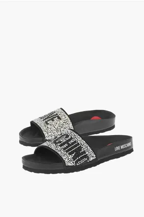 Moschino LOVE leather slides with rhinestones size 35