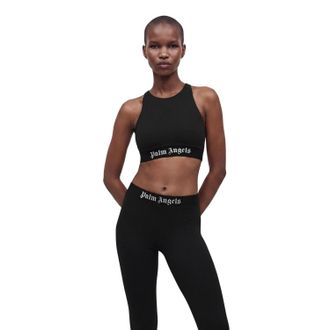 Palm Angels Kurzes Top f&uuml;r Damen, mit Tr&auml;gern, Sport (Schwarz/Wei&szlig;)