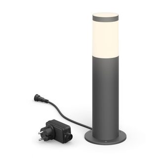 Philips Utrecht Outdoor Sockelleuchte 1-er Starter Set (6 W), wetterfeste Niedervolt Außenleuchte mit warmweißem Licht, energiesparende LED Beleuchtung, anthr