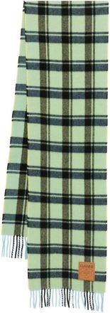 Ganni Femme, Accessoires, Vert, Taille: ONE Size Fringed Wool Scarf
