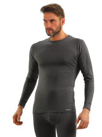Sesto Senso Herren Langarm Unterhemd Graphite Baumwolle Funktionsunterhemd mit Rundhalsausschnitt Funktionsshirt Thermo Unterw&auml;sche Winter XXL Grau