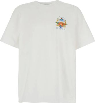 Casablanca Homme, Tops, Blanc, Taille: S T-shirt Classique Flower Court Icon