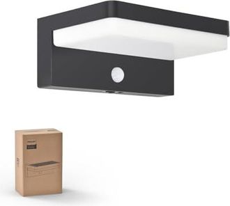 Philips Lampe Solaire Ext&eacute;rieur avec D&eacute;tecteur de Mouvement, 3 Modes d&Eacute;clairage, 5000K IP54 &Eacute;tanche, Lumi&egrave;re LED Solaire pour Garage, Cour, Porche