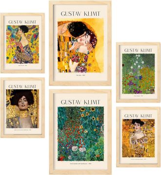 Nacnic Klimt Posterblatt 1. Malergalerie. Dekorative Gem&auml;lde f&uuml;r Ihr Wohnzimmer, Schlafzimmer, Zuhause. Wandkunstdrucke. Gr&ouml;&szlig;en A4 und A3 mit leichten Holzra