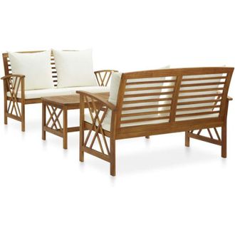 vidaXL Vidaxl - Salon de jardin 3 pcs avec coussins Bois dacacia massif