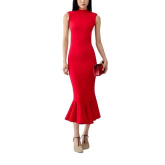 Jacquemus &Auml;rmelloses Kleid mit Stehkragen und Trompetensaum - - Dresses - Damen - Rot - S