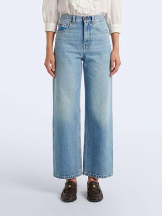 Chlo&eacute; Wide-Leg-Jeans mit mittlerer Leibh&ouml;he von aus Baumwolldenim mit Stickerei