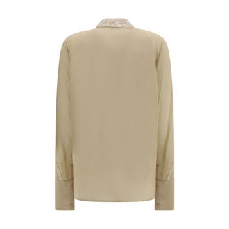 Fendi Womens Beige Silk Dress Shirt
