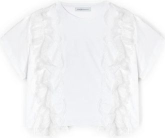 Motivi Femme, Blouses et Chemises, Blanc, Taille: 38 FR T-shirt avec inserts en dentelle