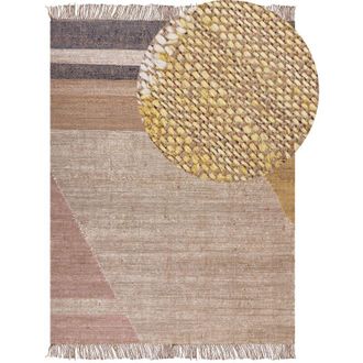 Beliani Flurteppich Teppich aus Jute Braun Geometrisches Muster 160 x 230 cm Rustikal Boho