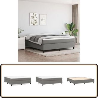 vidaXL Bettgestell ohne Matratze Dunkelgrau 160x200 cm Stoff - Bettes Gestell - Doppelbett - Boxspringbetten - Lattenrost - Dunkelgrau