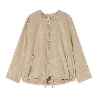 Oltre Femme, Vestes, Beige, Taille: 48 FR Veste en nylon &agrave; col fronc&eacute;