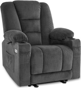 MCombo M Mcombo Fernsehsessel elektrisch verstellbar, Relaxsessel mit Liegefunktion, tv Sessel mit Massage & W&auml;rmefunktion, usb & Getr&auml;nkehalter