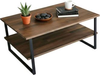 Dmora Wohnzimmertisch Dlionett, Niedriger Wohnzimmertisch, Kaffeeregal, Couchtisch f&uuml;r Sofa, 85x60h40 cm, Nussbaum - Dmora