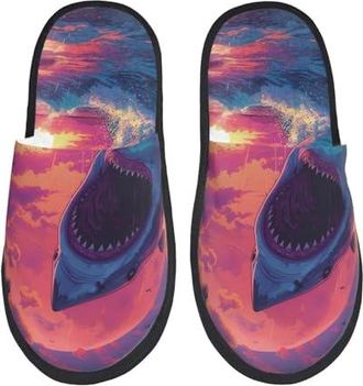 Generic Imprimé Requin Sur Une Plage Hawaïenne Pantoufles En Peluche Maison Pantoufles Moelleuses Automne Chaussons Pour Femme Extérieur Homme M